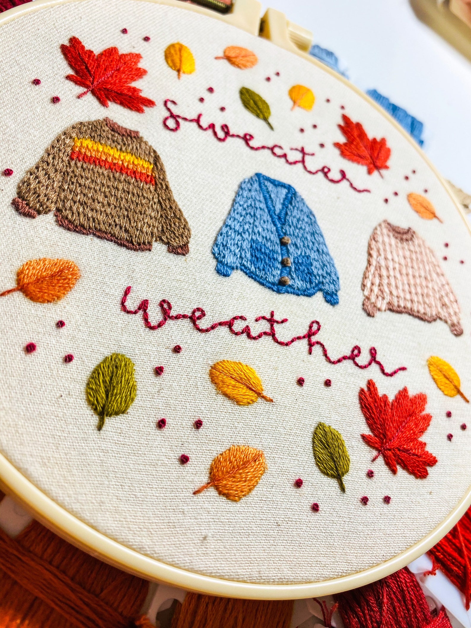 Autumn Series Sweater Weather Embroidery Pattern PDF | Etsy