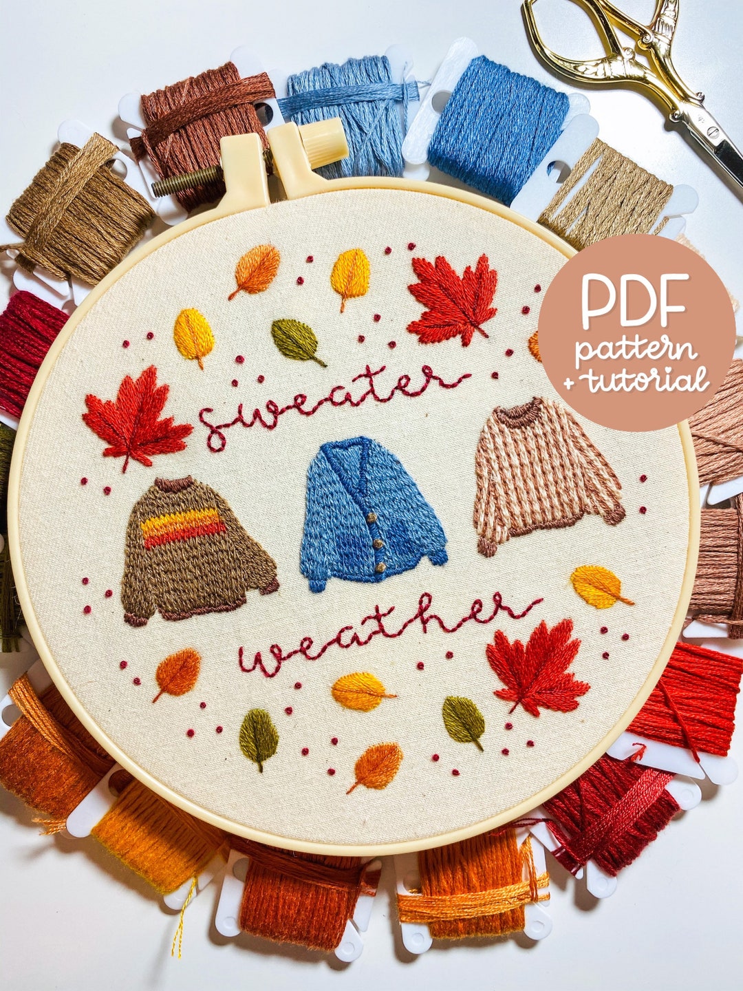 Autumn Series Sweater Weather Embroidery Pattern PDF - Etsy