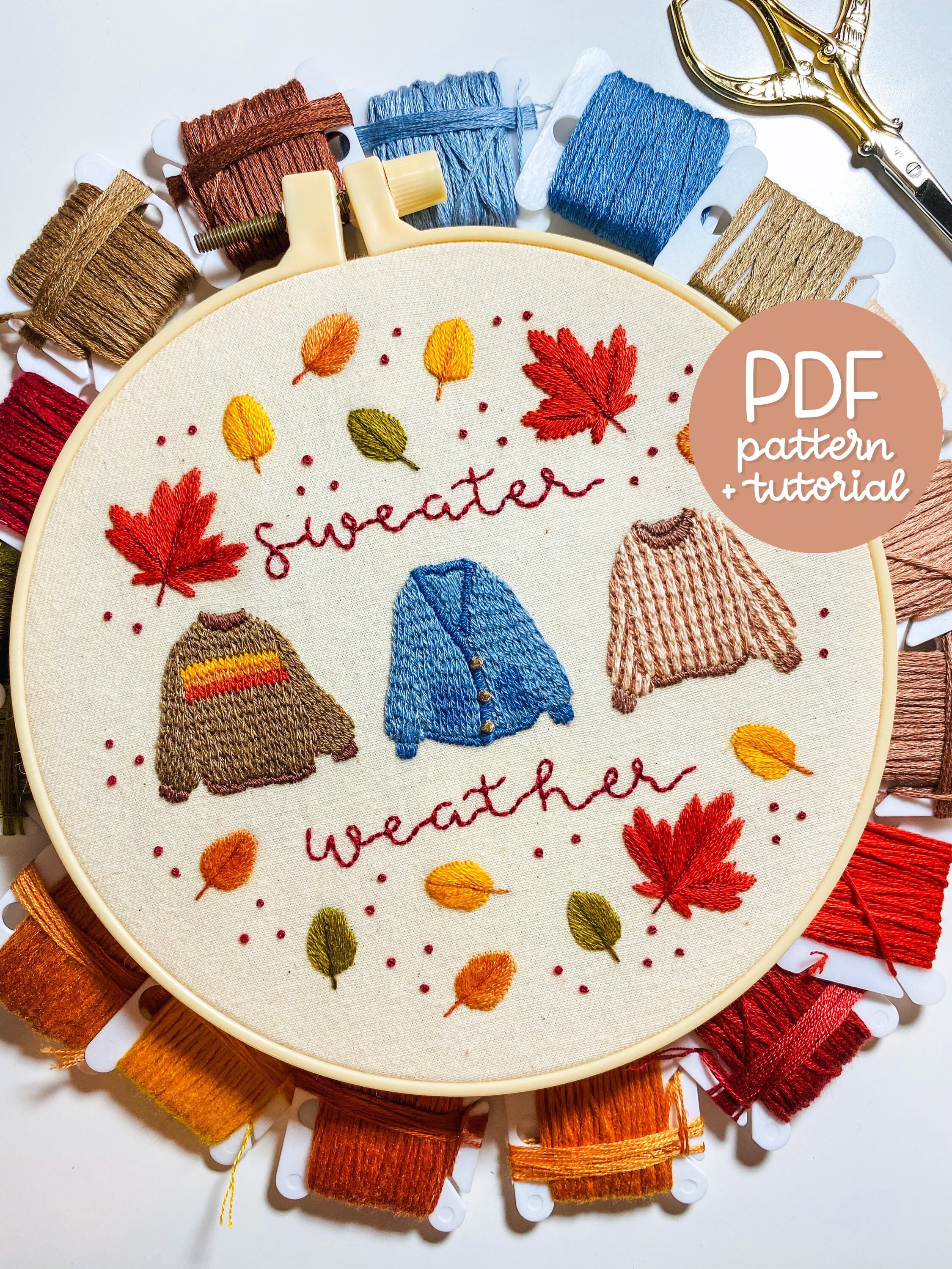 Autumn Series Sweater Weather Embroidery Pattern PDF | Etsy Canada