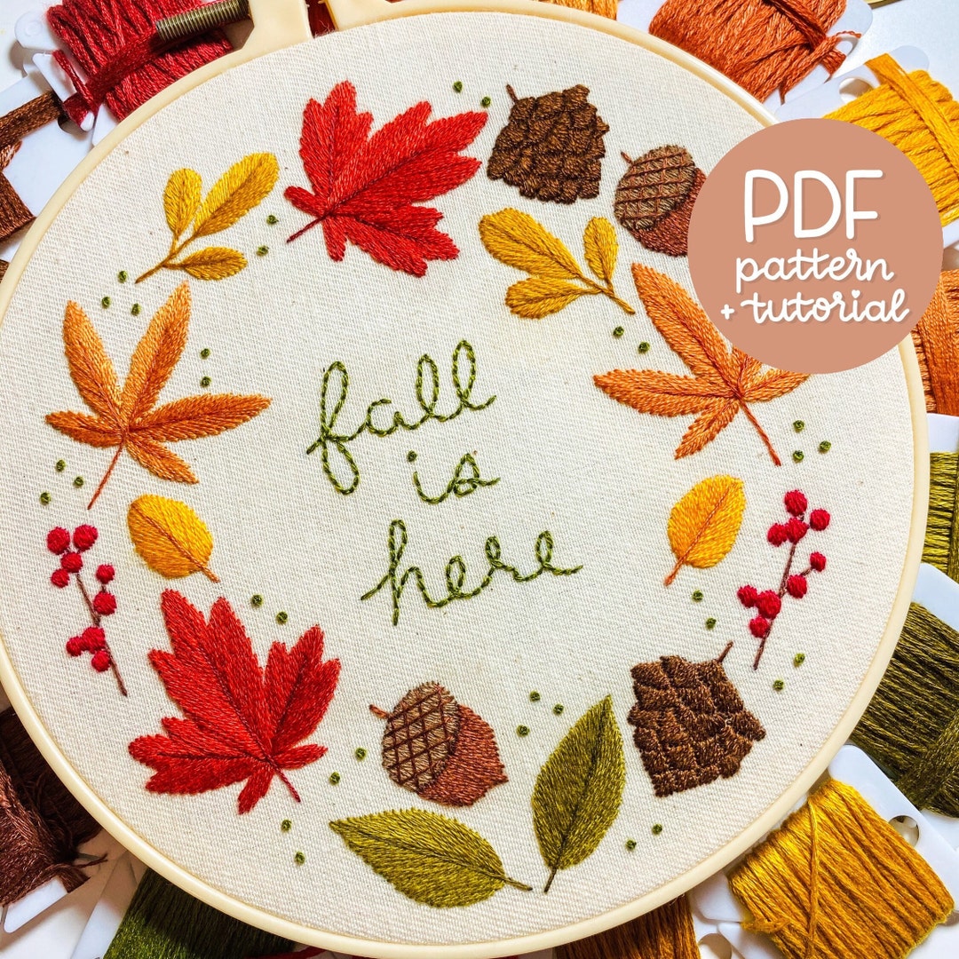 Autumn Series - Autumn Wreath - Fall is Here - Embroidery Pattern - PDF ...