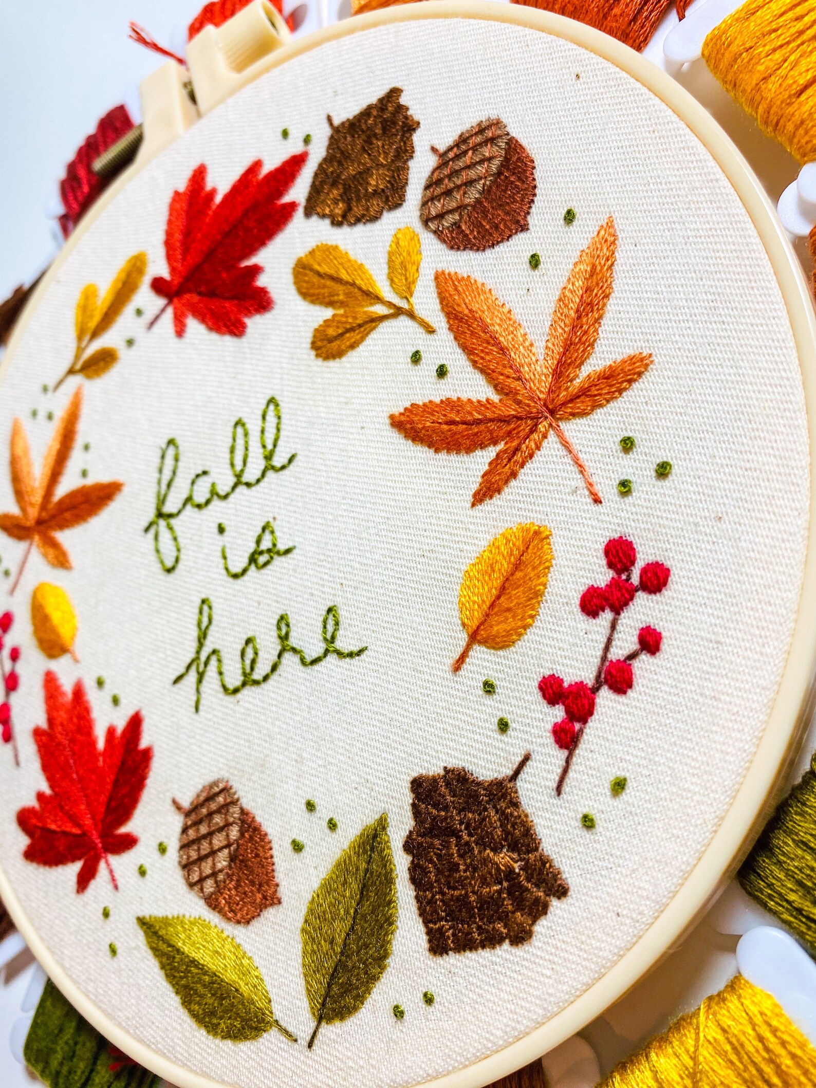 Autumn Series Autumn Wreath Fall is Here Embroidery | Etsy UK