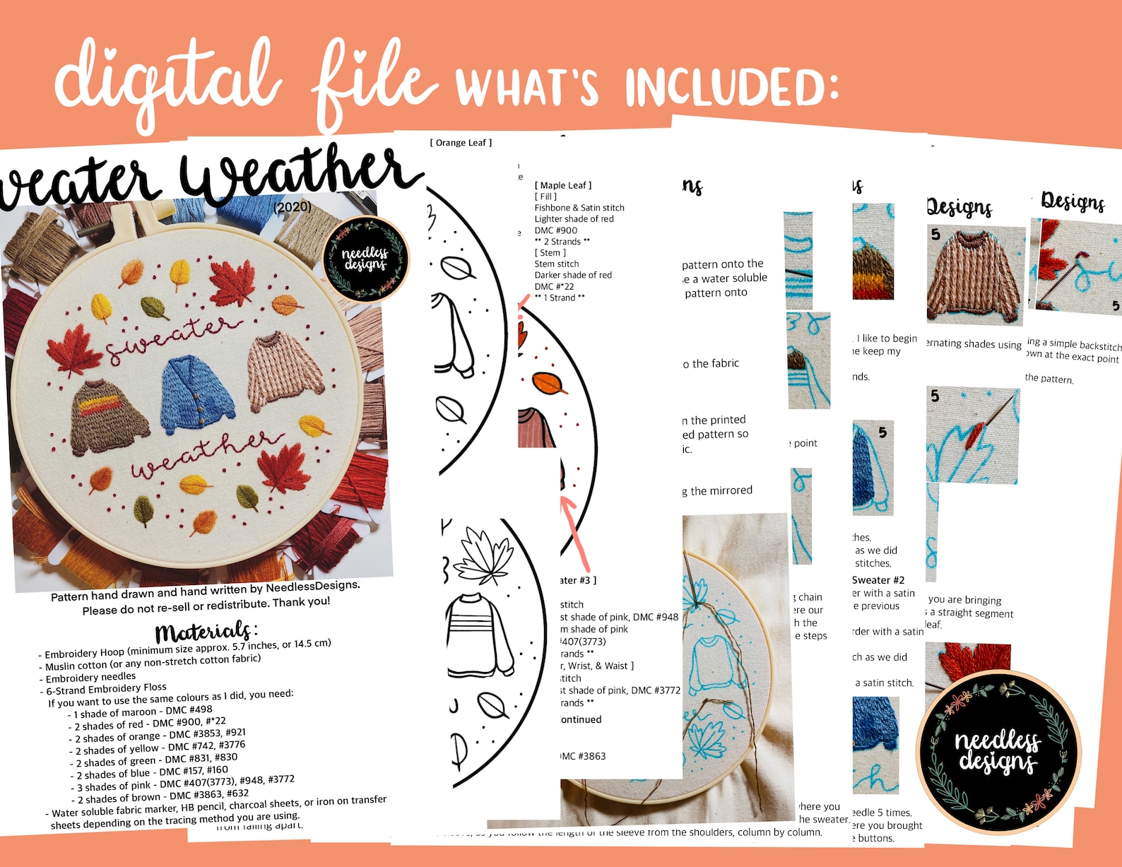 Autumn Series Sweater Weather Embroidery Pattern PDF | Etsy