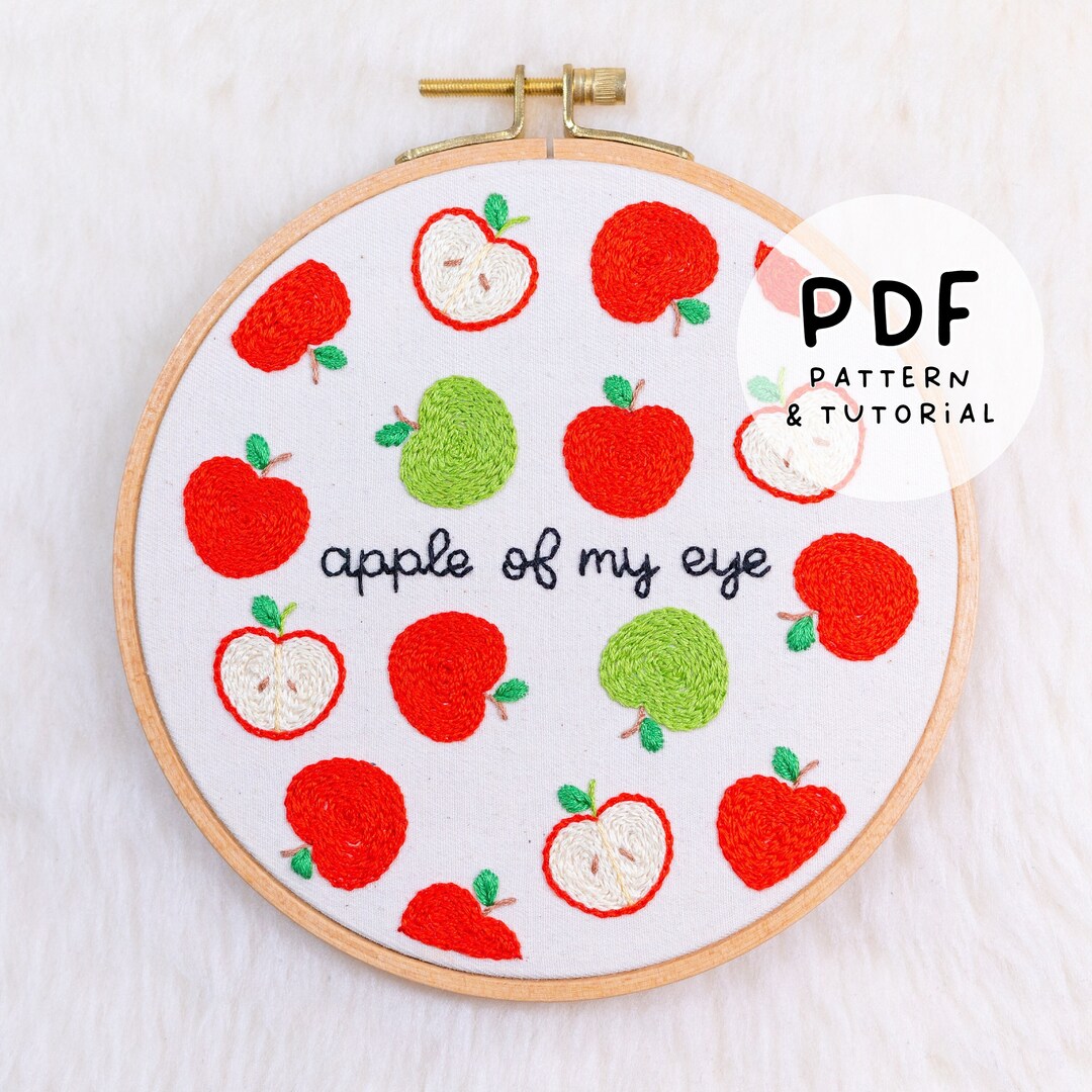 Apple of My Eye Fruity Puns Pattern Hand Embroidery Design - Etsy