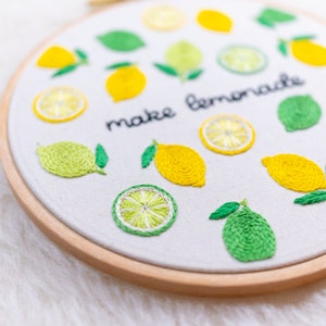 Make Lemonade - Fruity Puns Pattern - Hand Embroidery Design ...