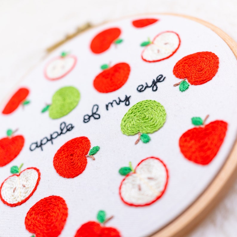 Apple of My Eye - Fruity Puns Pattern - Hand Embroidery Design ...