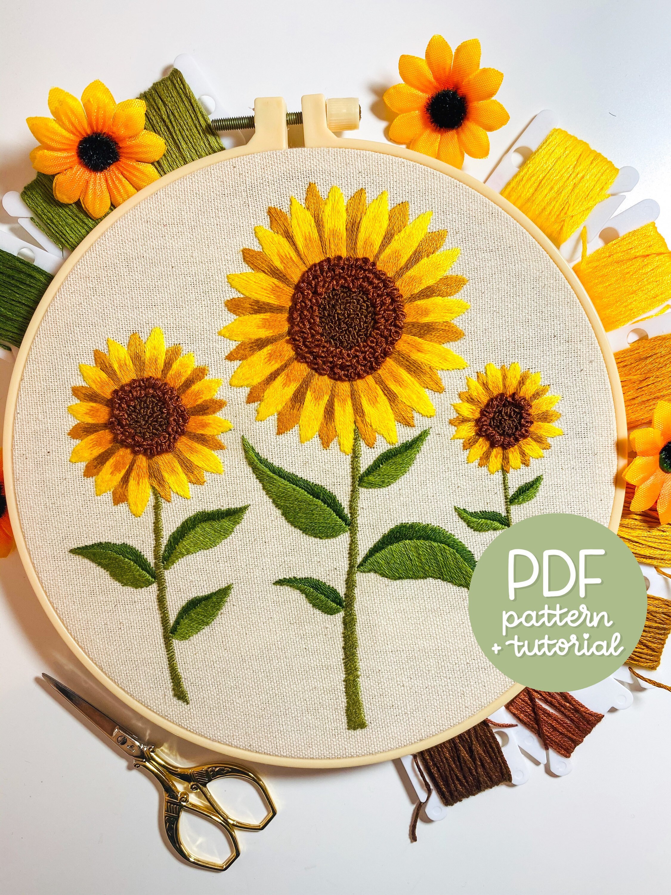 Fall Sunflowers Embroidery Pattern PDF Instant Digital | Etsy