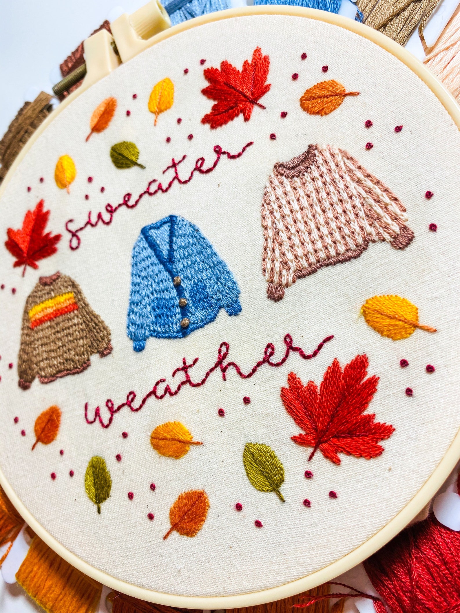 Autumn Series Sweater Weather Embroidery Pattern PDF | Etsy