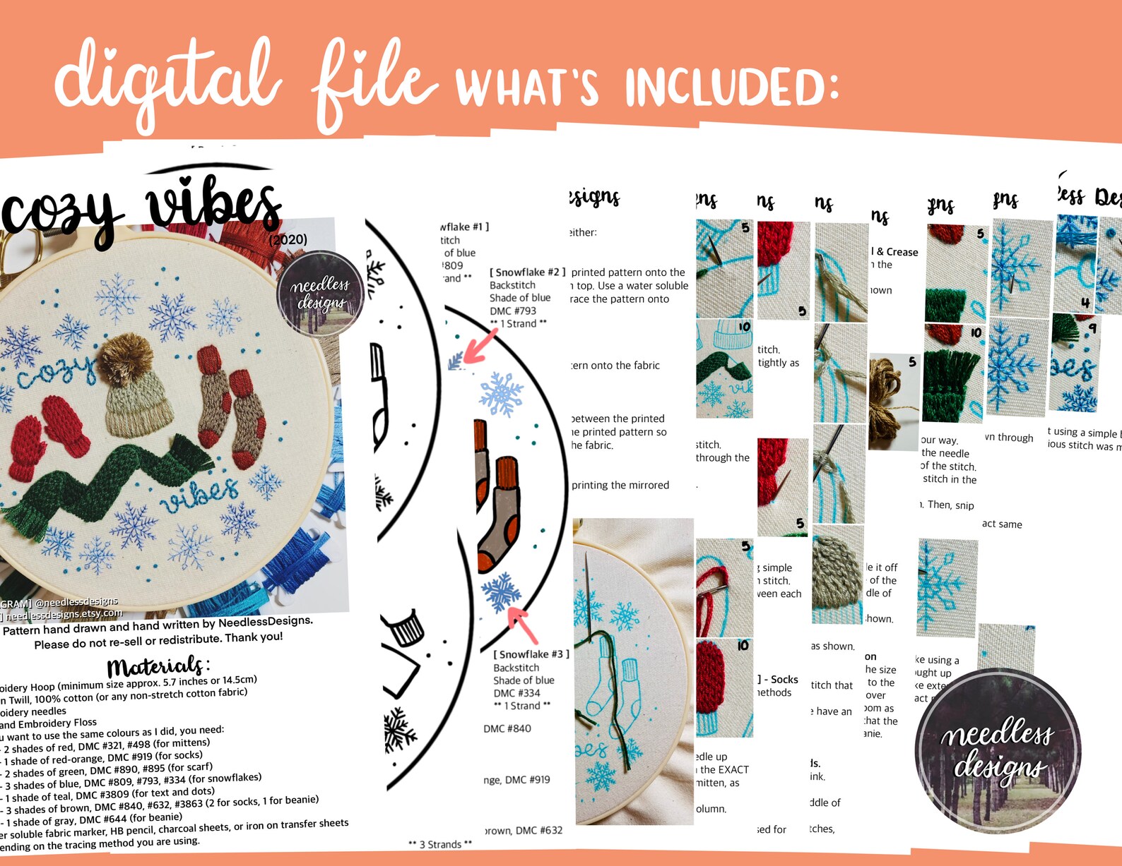 Snowflake Wreath - Cozy Vibes - Winter Series - Embroidery Pattern ...