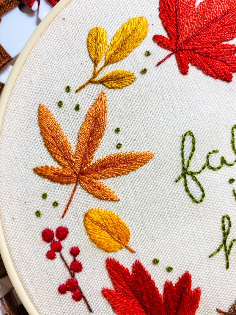 Autumn Series Autumn Wreath Fall is Here Embroidery | Etsy