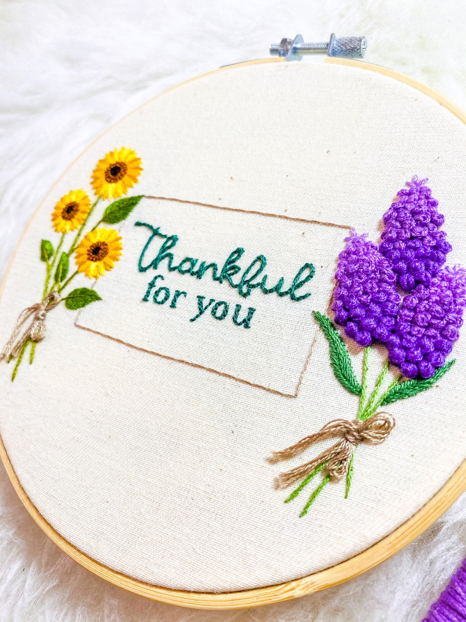 Thankful for You Floral Embroidery Design Hand Embroidery - Etsy