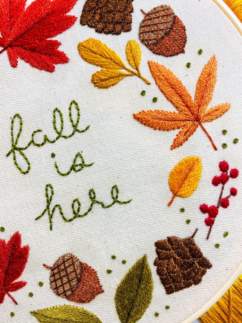Autumn Series Autumn Wreath Fall is Here Embroidery - Etsy