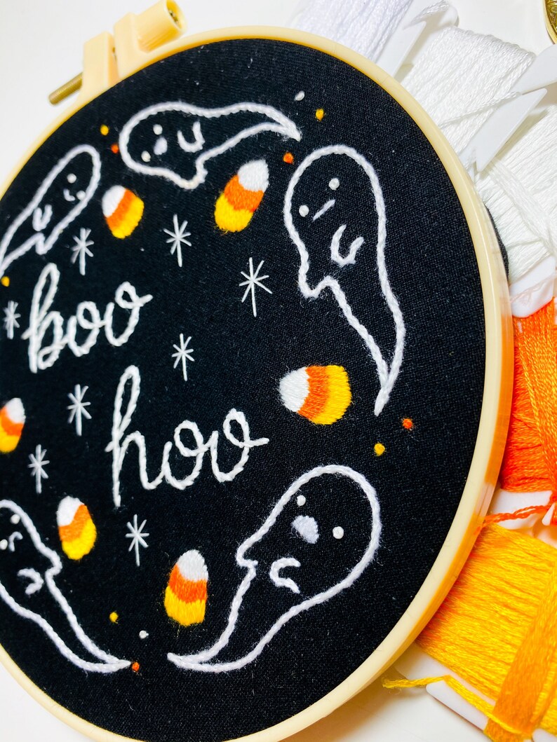 Halloween Series Boo Hoo Ghost Wreath Embroidery Pattern - Etsy