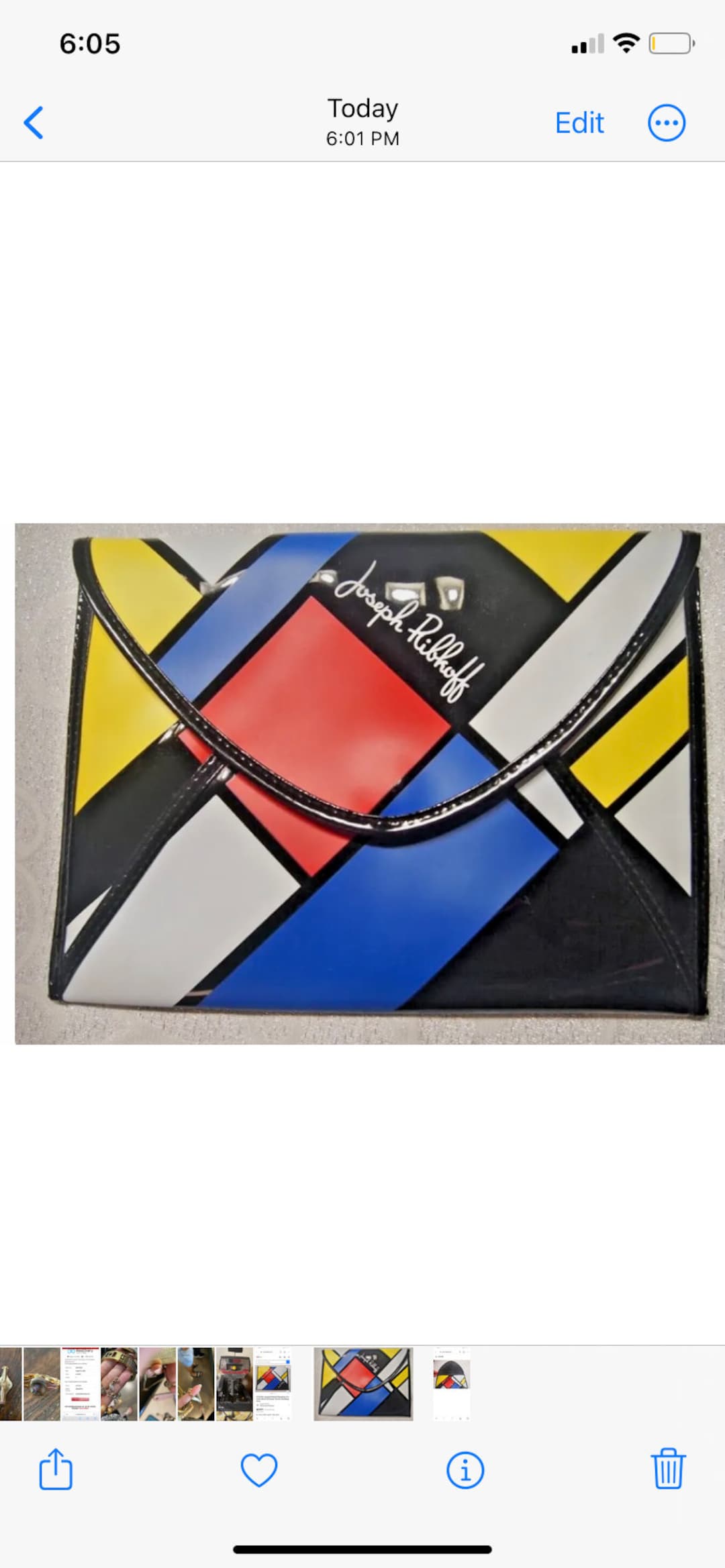 Vintage 1990s Y2K JOSEPH RIBKOFF Modern Color Block Envelope Clutch ...