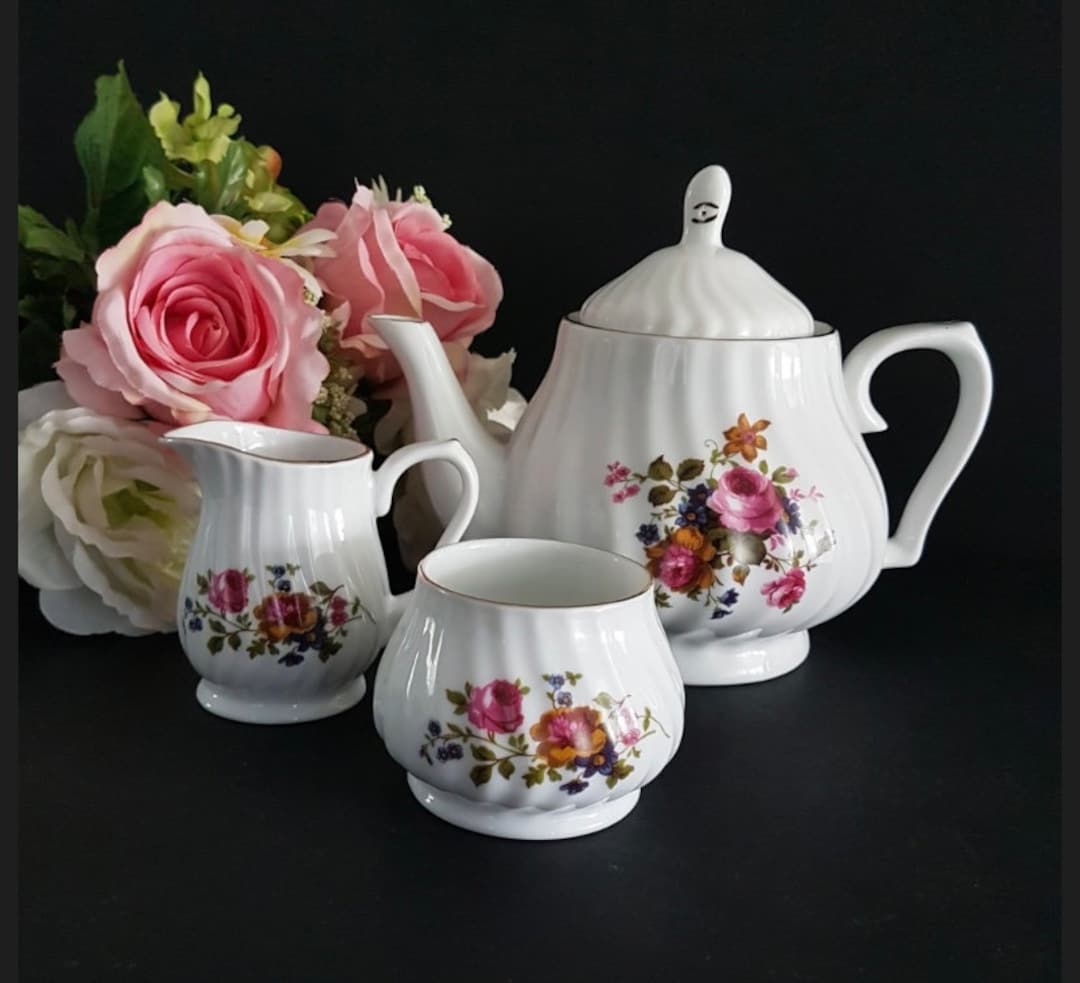 Vintage Royal Oak Teapot Cream Sugar Tea Set, Full Size, 5 Cup Teapot ...