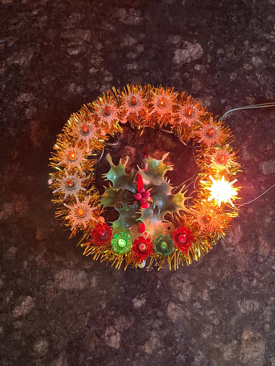 Vintage Retro Noma Santa Lites Illuminated Christmas Tree Topper Wreath ...