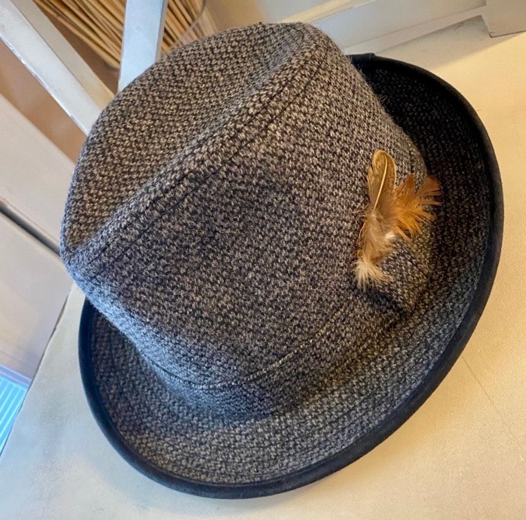 VINTAGE Joseph and Lyman Unisex Fedora Hat Gray Black Tweed Wool ...