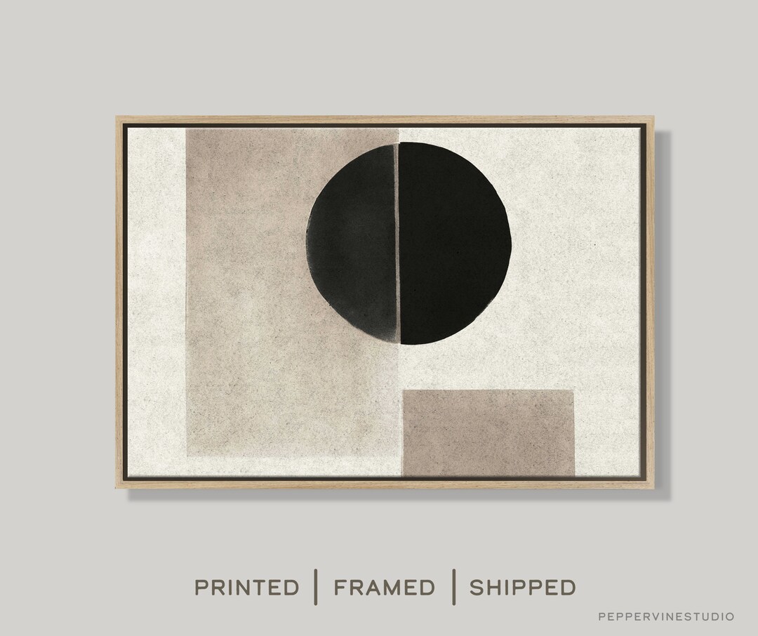 Framed Mid-century Modern Canvas Print, Geometric Patterns, Stretched ...