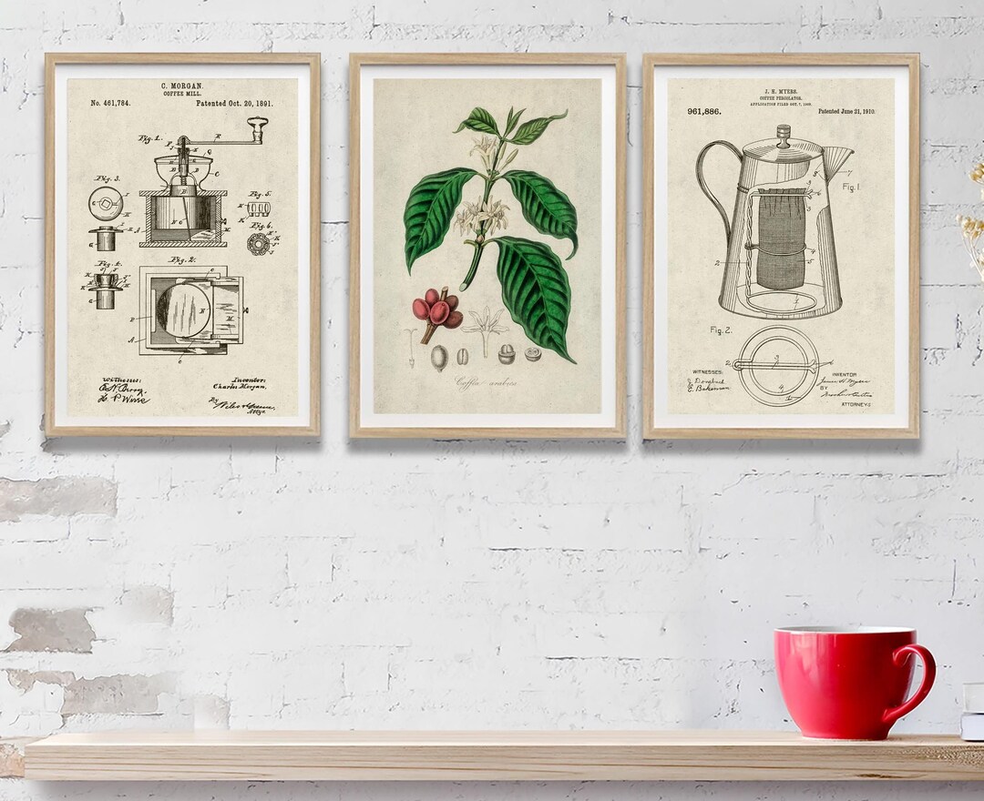 Vintage Coffee Print Collection, Set of 3, Coffee Percolator, Tea or ...