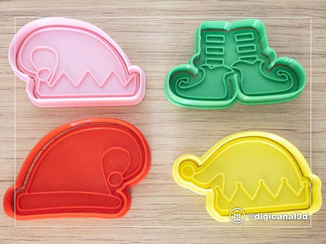 Christmas Elves Hats, Socks and Shoes Colorful Cookie Cutter Set of 4 ...