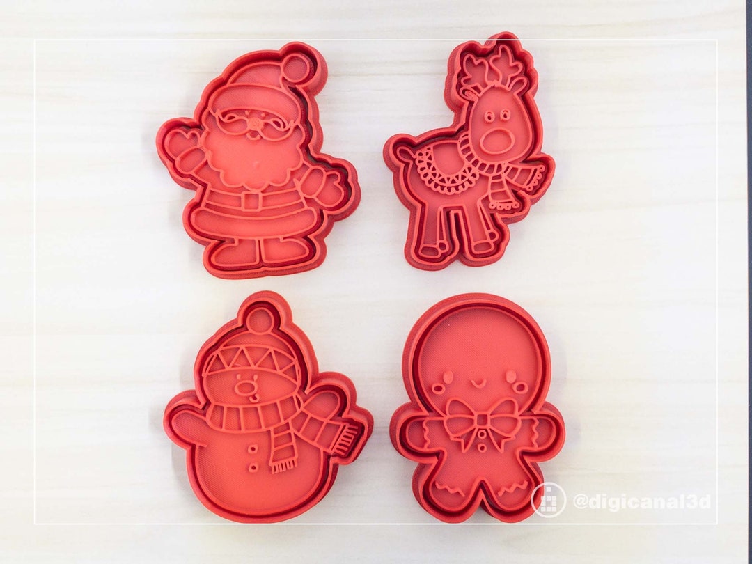 Cute Christmas Cookie Cutter Set . Santa Claus, Reindeer, Snowman ...