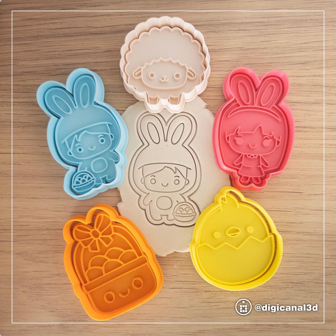 Cute Kawaii Easter Cookie Cutters – Bunnies, Chick, Sheep, Egg Basket ...