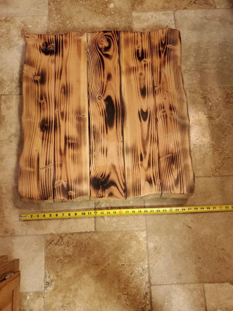 Rustic Wood Table Top Live Edge Style Torched BURNT VARIOUS SIZES - Etsy