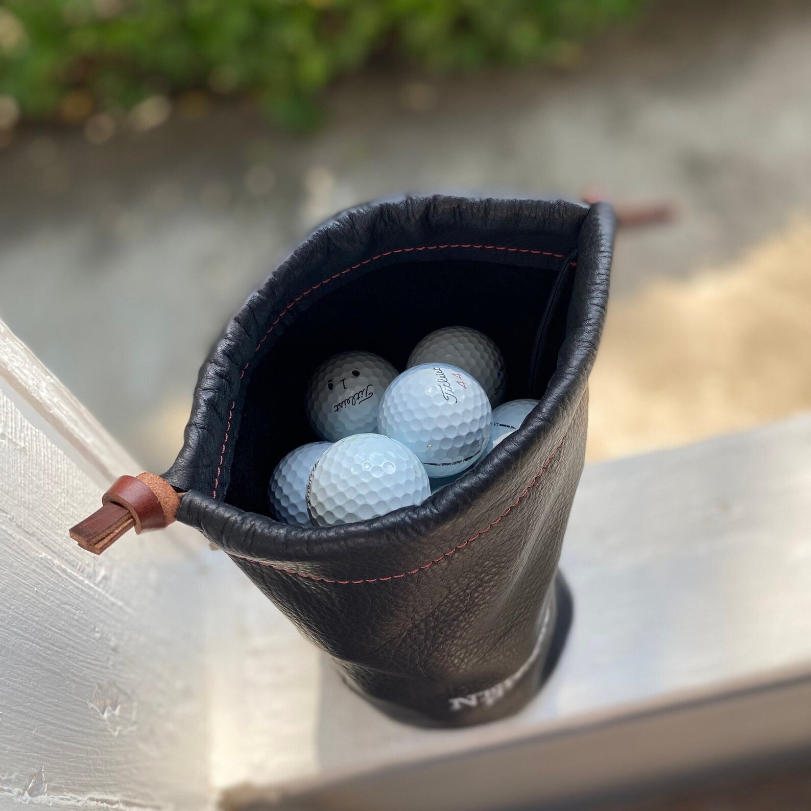 Leather Golf Shag Bag | Personalized Practice Ball Bag | Range Caddy ...