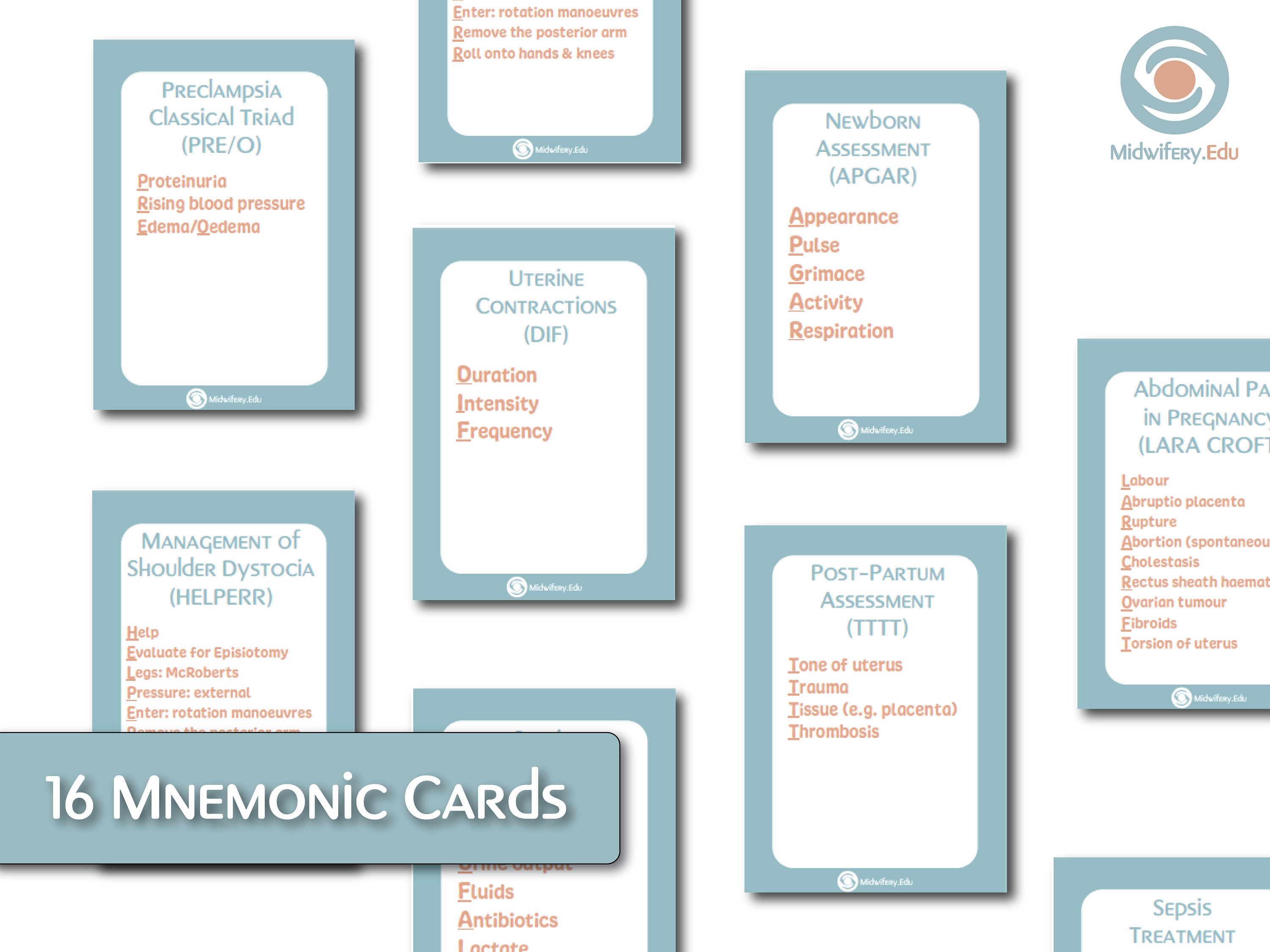 Midwifery Mnemonic Cards - Etsy