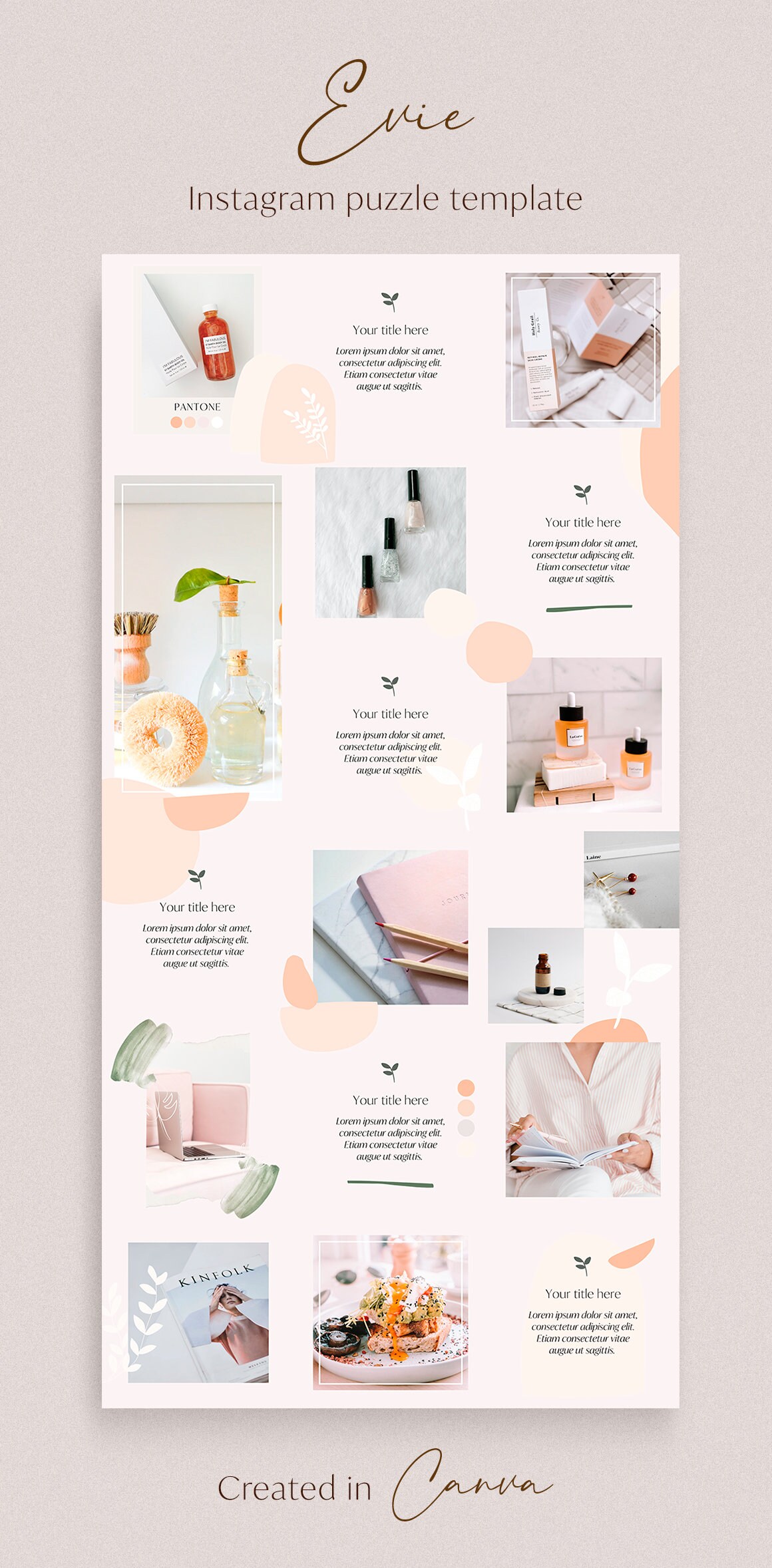 Peach Instagram Layout Instagram Puzzle Feed Instagram Feed Design IG ...