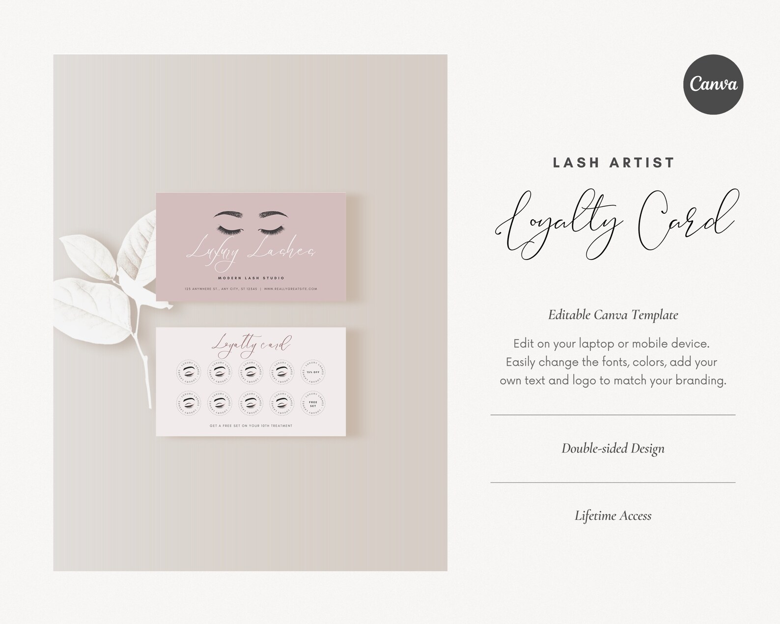 Loyalty Card Lashes Editable Lash Loyalty Card Template Lash - Etsy