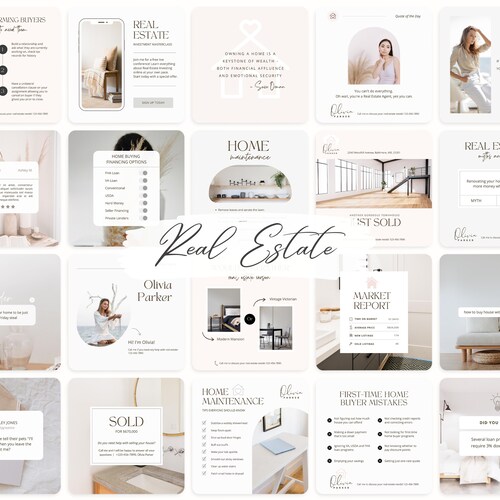 300 Aesthetic Real Estate Marketing Templates Social Media - Etsy