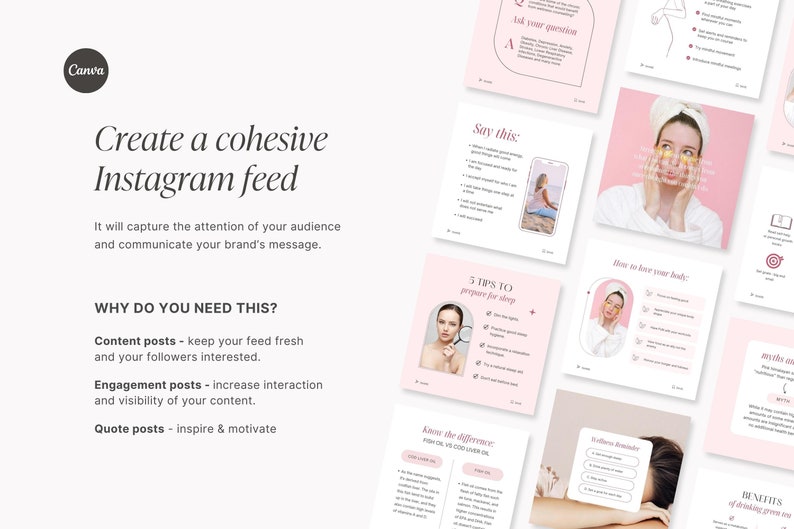 Pink Health and Wellness Templates Wellness Social Media - Etsy