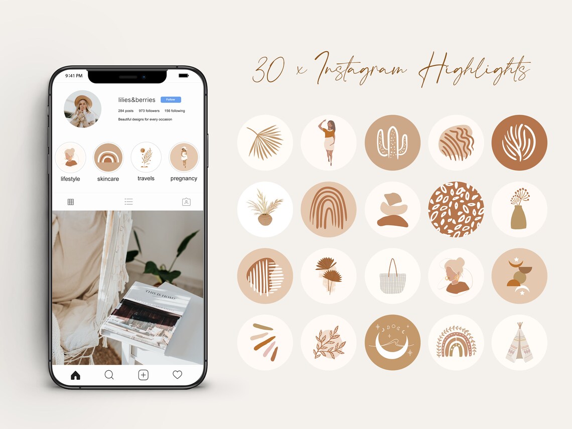 Boho instagram highlight icons Abstract Ig story highlight | Etsy