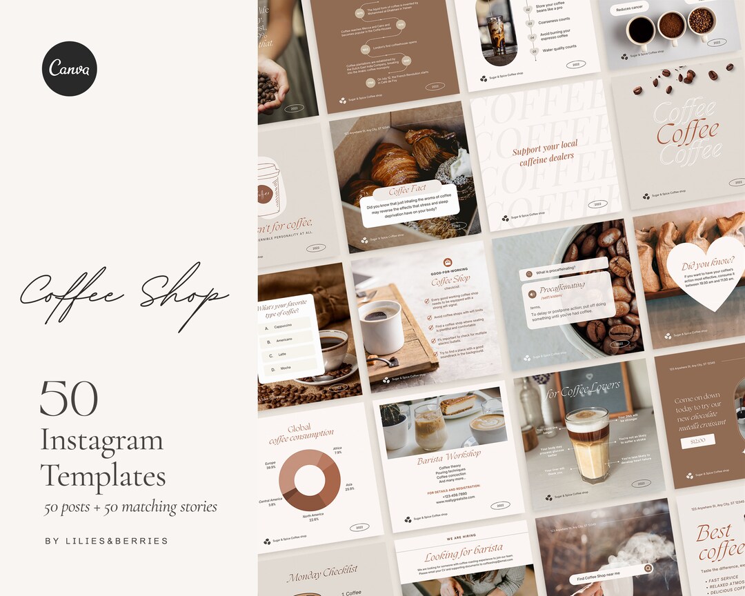 Coffee Shop Instagram Templates Coffee House Templates Coffee Instagram ...