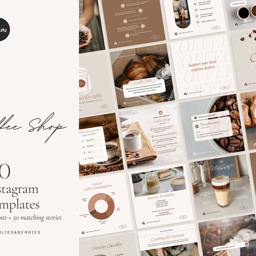 Coffee Instagram Posts Café Business Social Media Template - Etsy