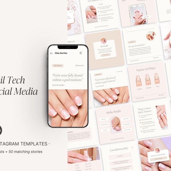 Nail Tech Content Social Media Templates - Etsy