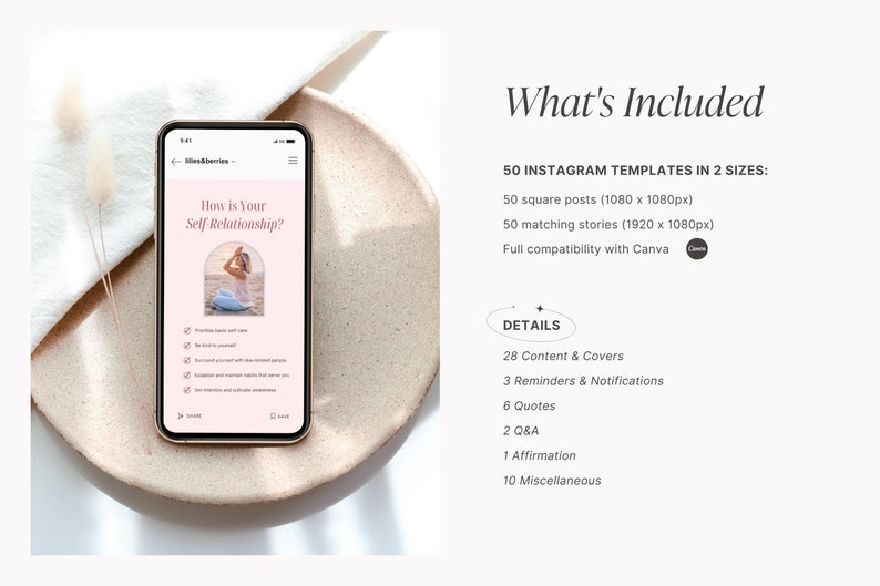 Pink Health and Wellness Templates Wellness Social Media - Etsy