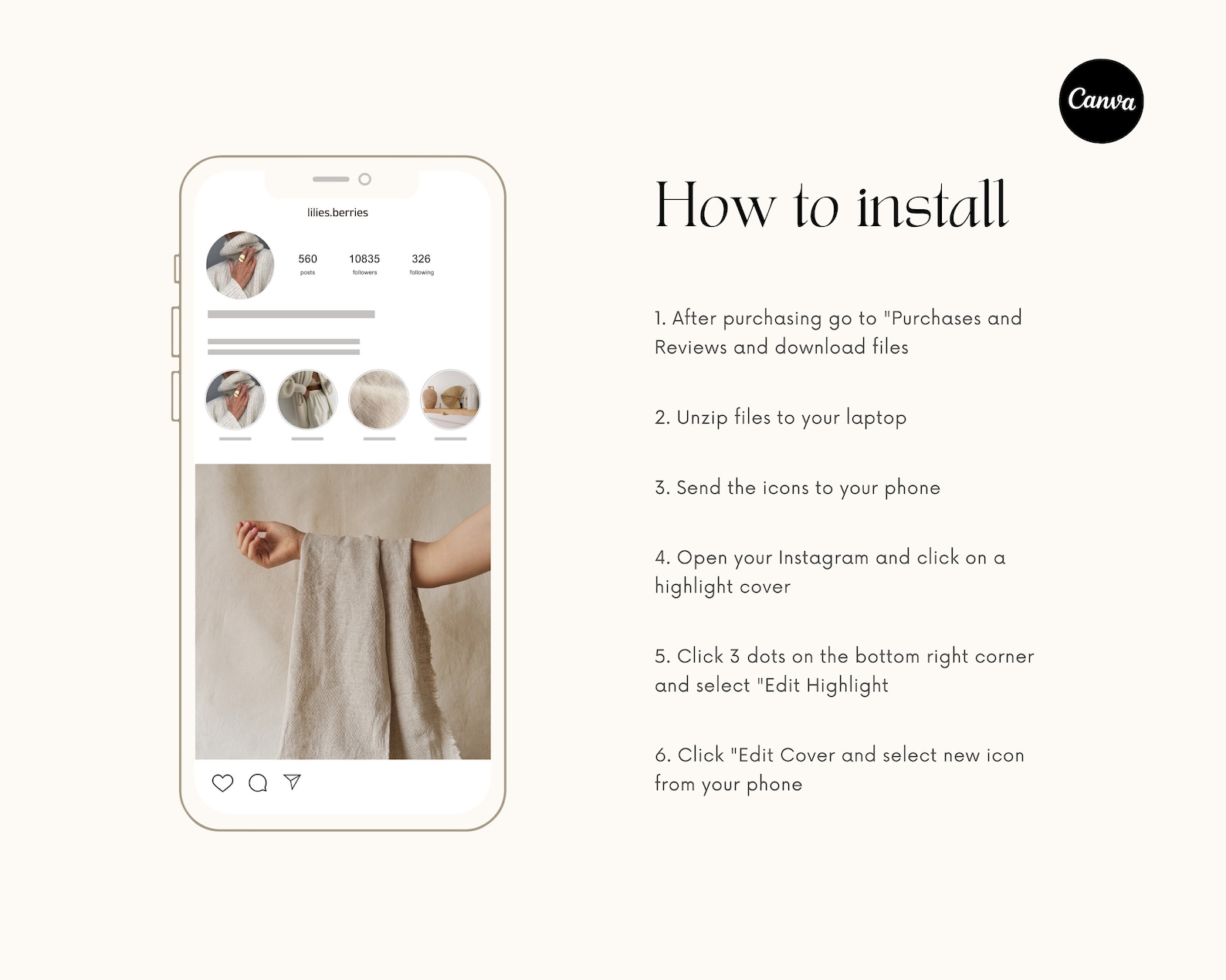 Neutral Instagram Story Highlight Covers Lifestyle Instagram - Etsy