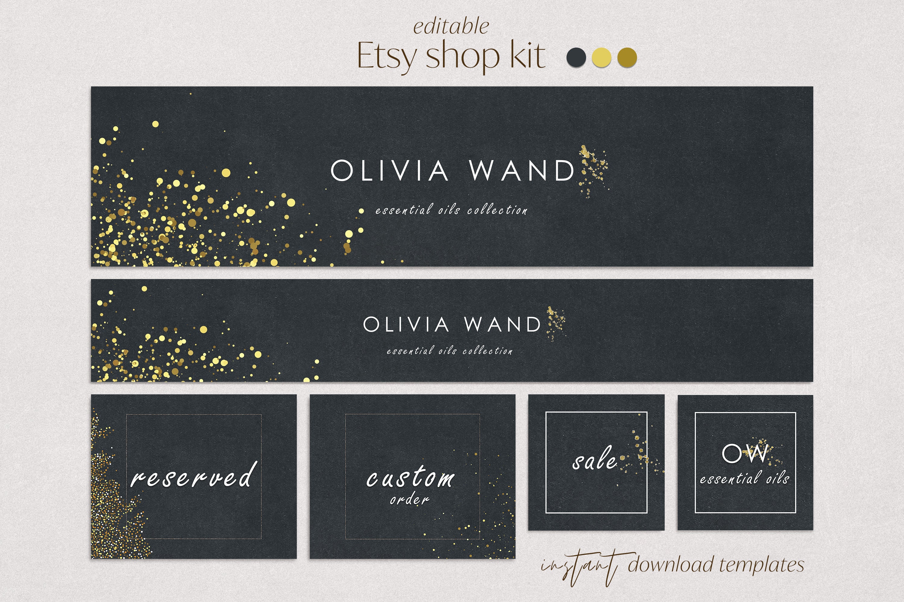 Graphic Design Design & Templates Dark Etsy banner template Minimal ...