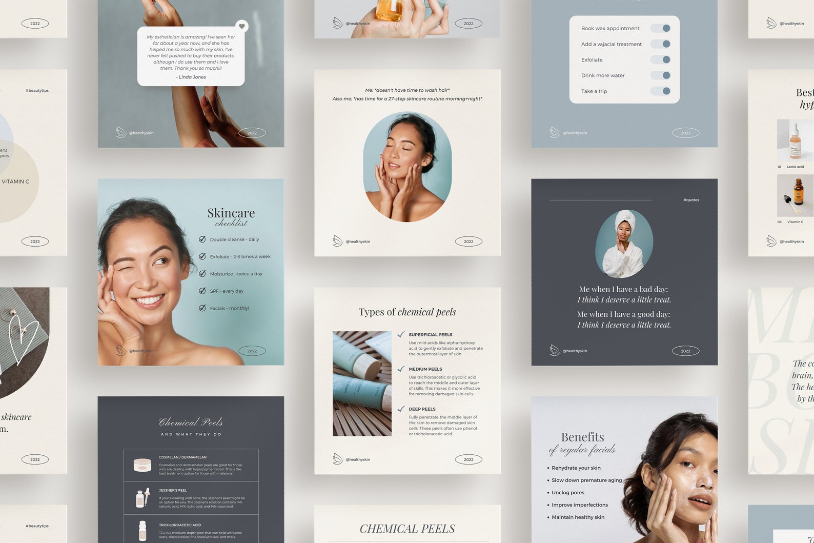 Blue Esthetician Template Skincare Instagram Templates - Etsy