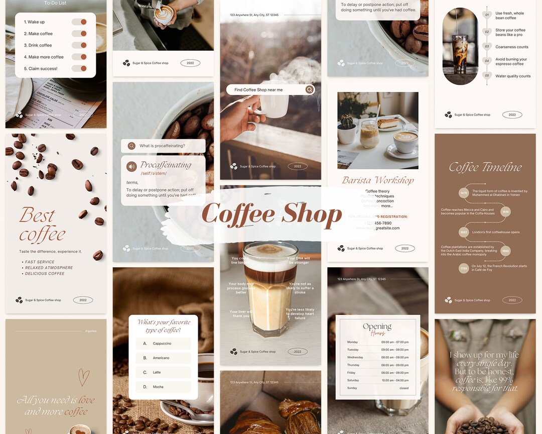 Coffee House Instagram Templates Coffee Shop Marketing Editable Coffee ...