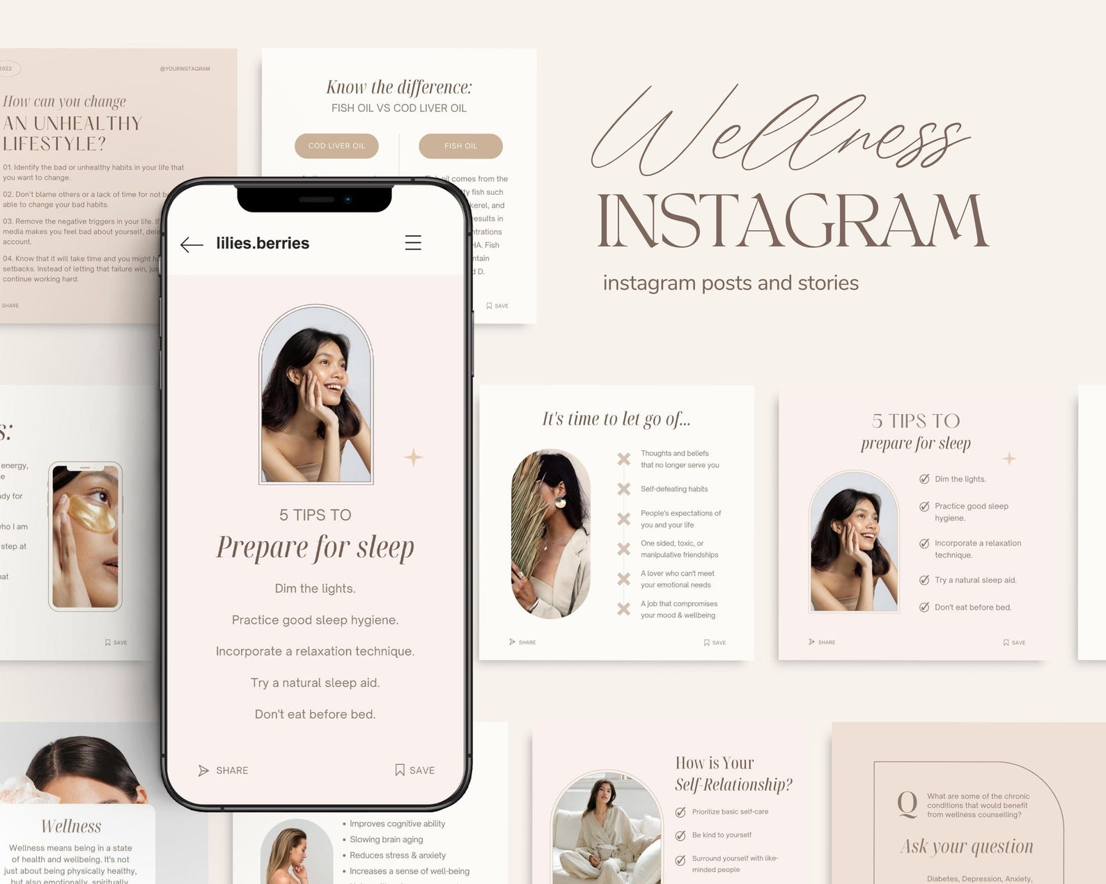 Wellness Instagram Template, Health and Wellness Social Media Templates ...