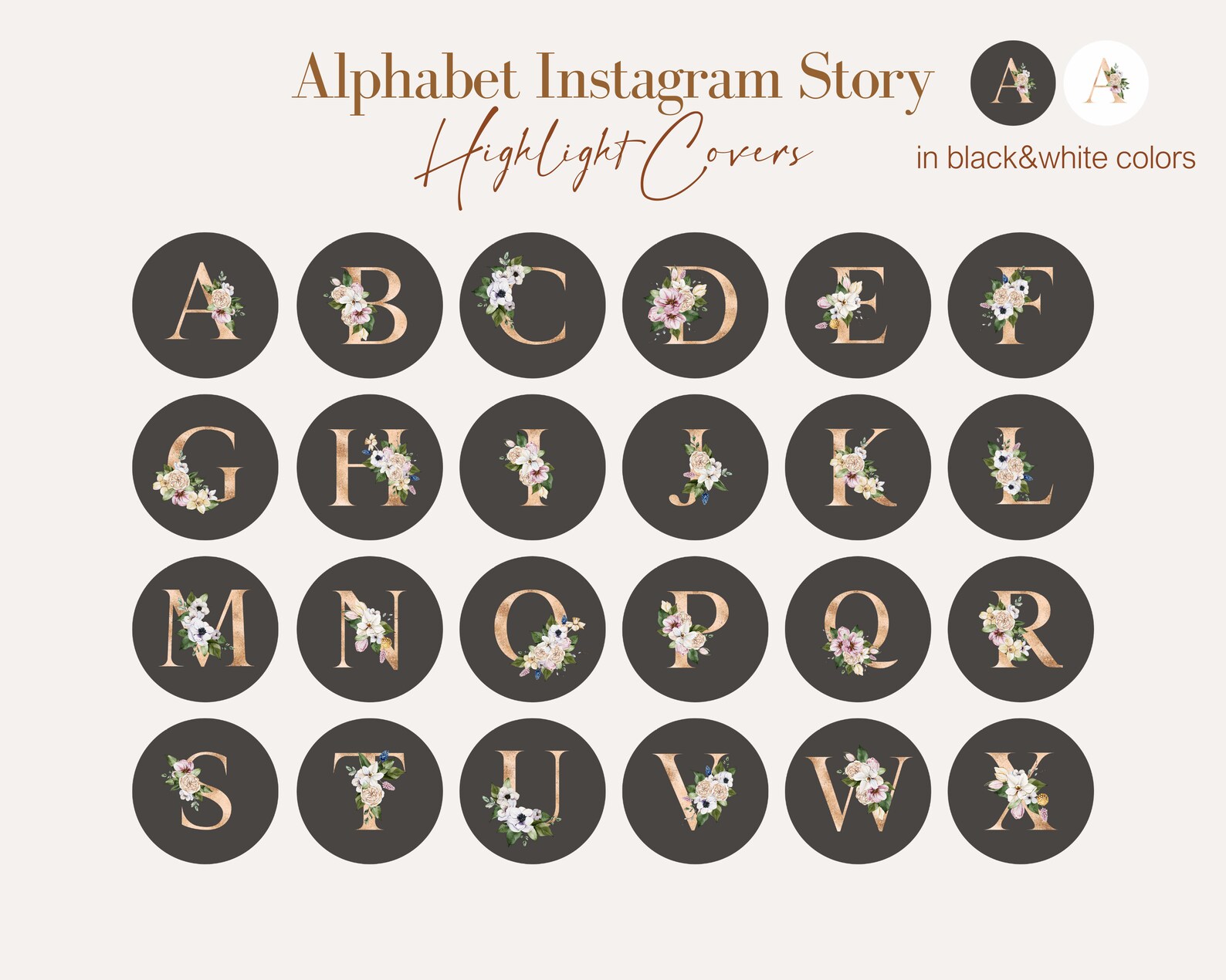Alphabet Instagram Highlight Icons Black Ig Story Highlight - Etsy