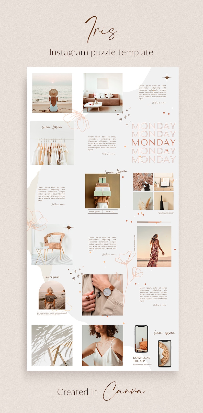 Instagram Puzzle Feed Template Minimal Instagram Post - Etsy