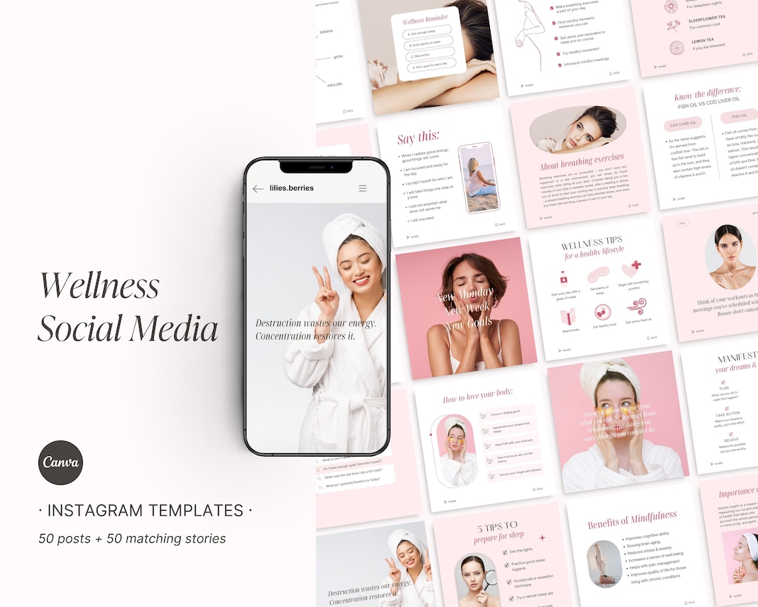Health and Wellness Instagram Templates Wellness Posts Wellness Social ...