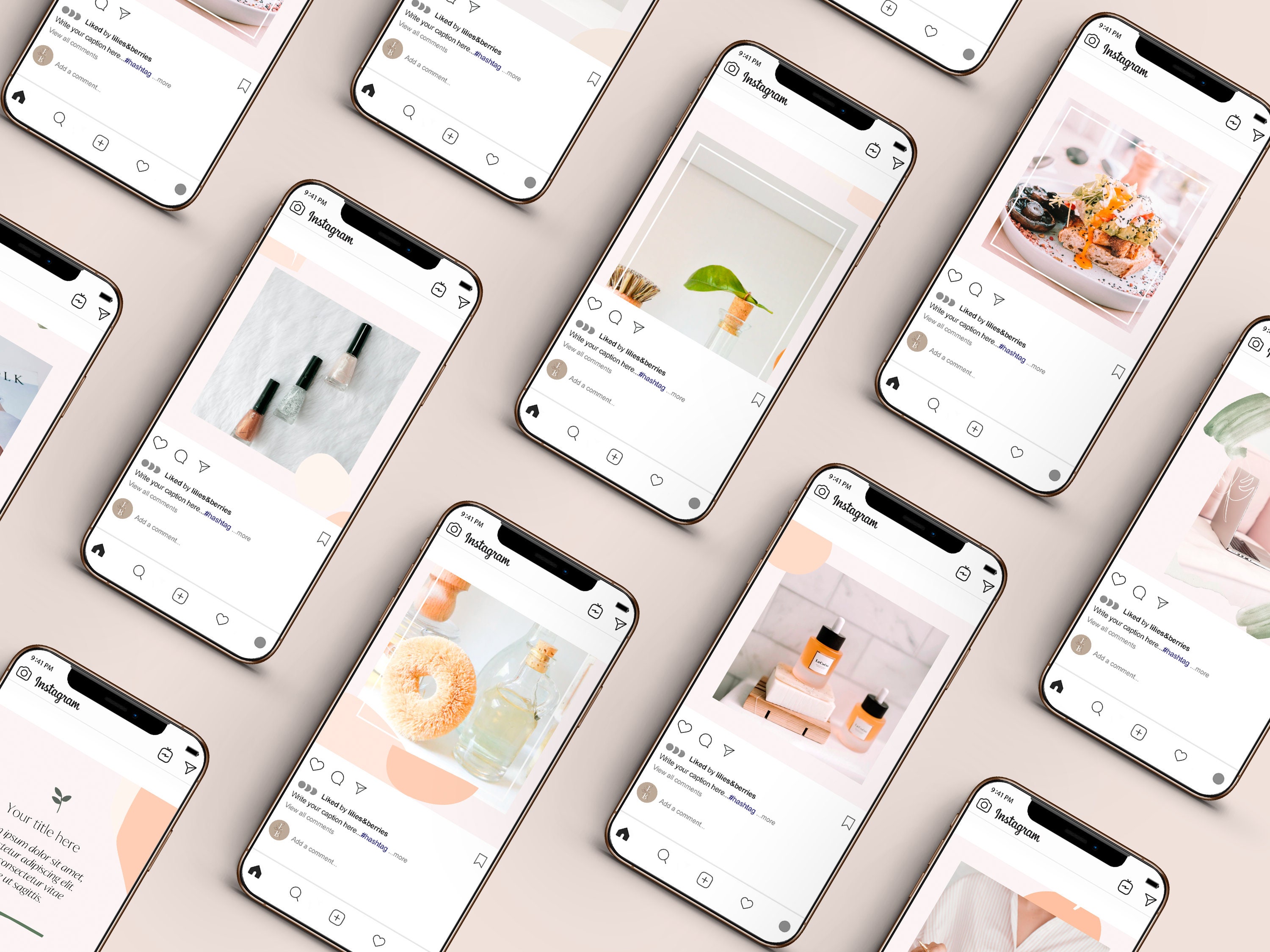 Peach Instagram Layout Instagram Puzzle Feed Instagram Feed Design IG ...