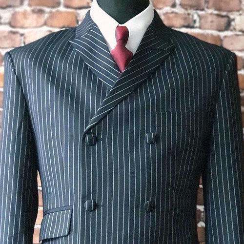 Mod Suit Double Breasted Suit Black and White Pinstripe 100% - Etsy