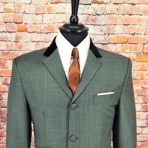 Mod Suit Skinhead 3 Button Tailored Fit Green & Black Fine 100% Wool ...