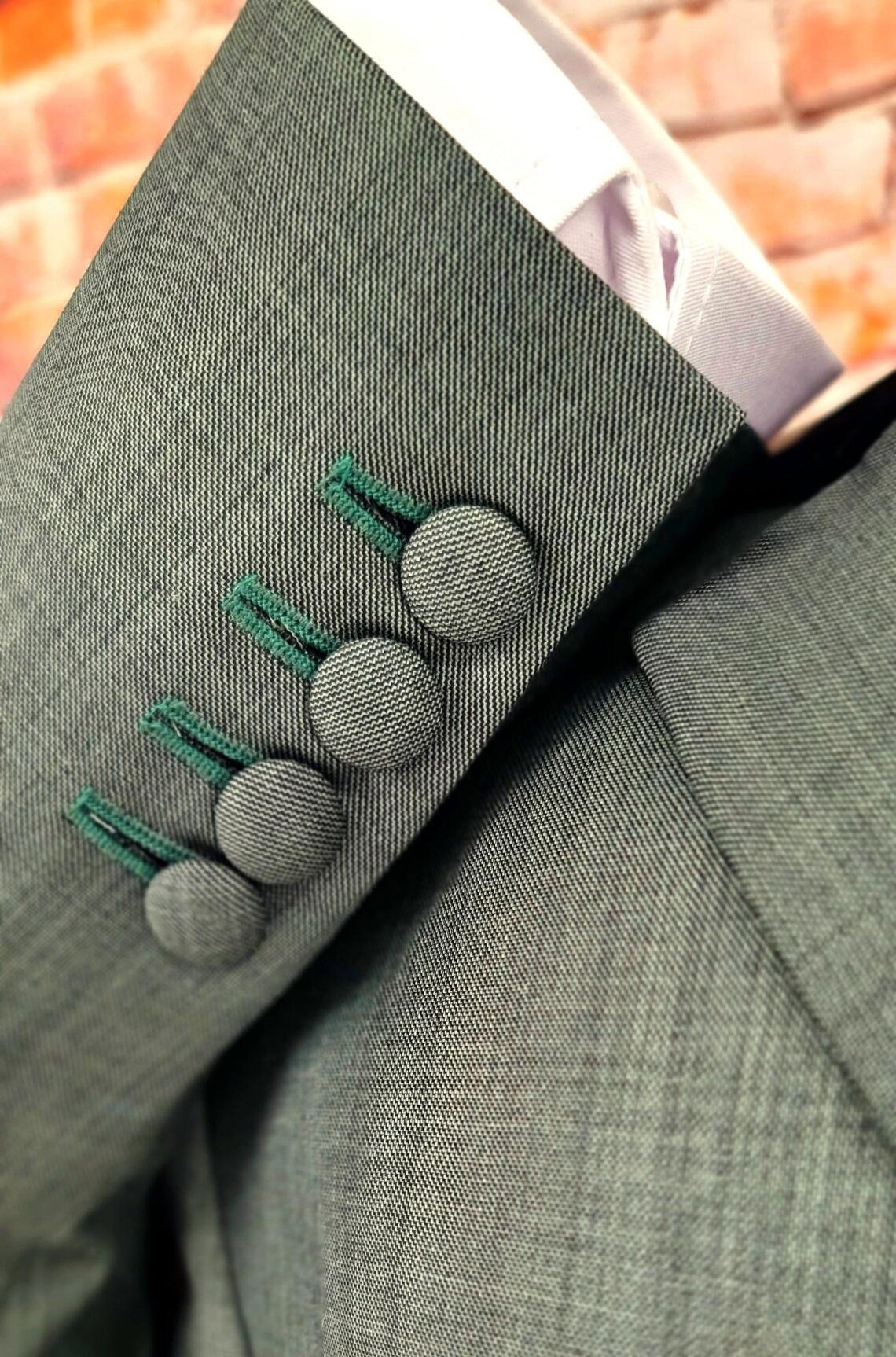 Mod Suit Skinhead 3 Button Tailored Fit Green & Black Fine 100% Wool ...