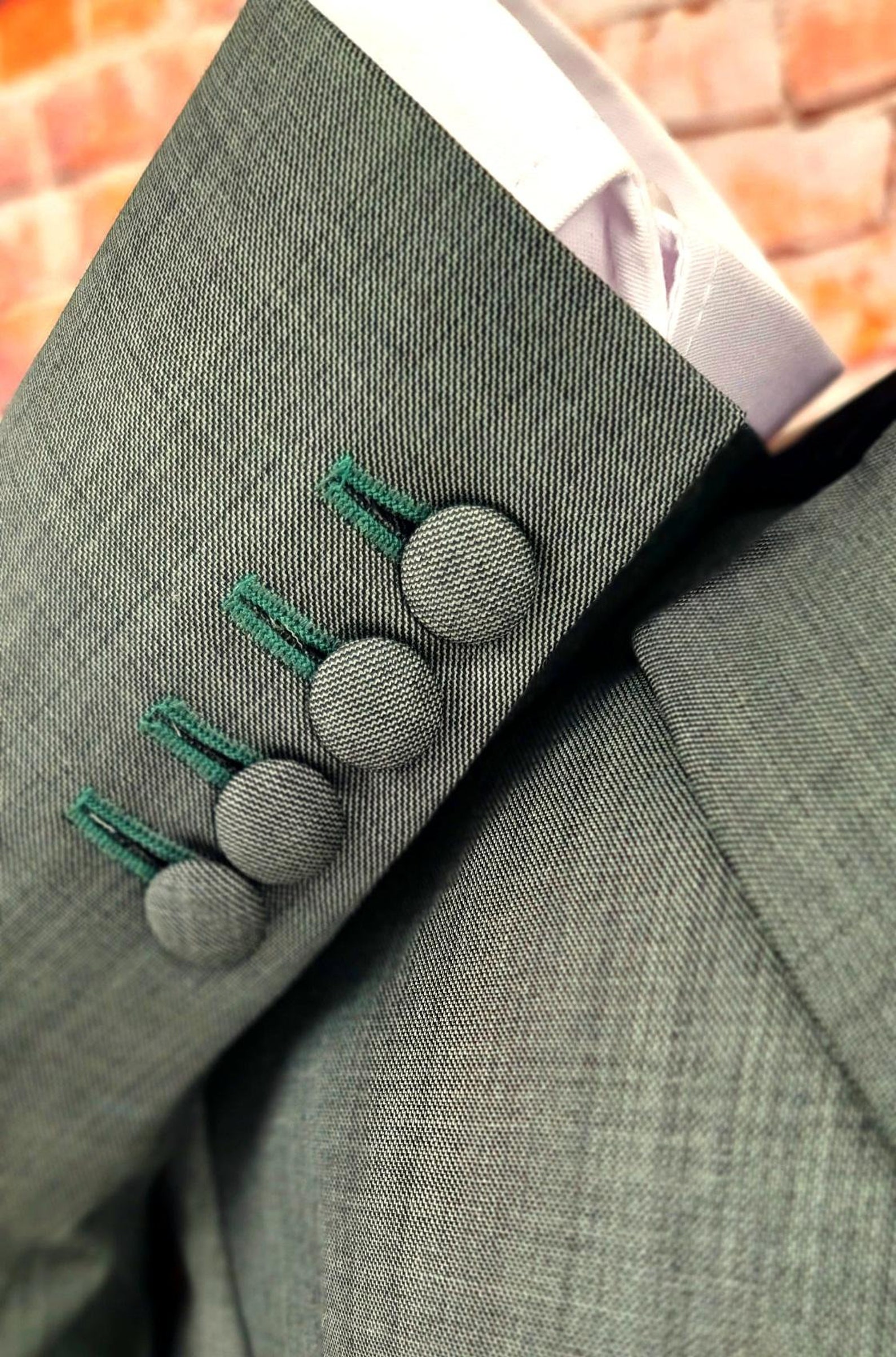 Mod Suit Skinhead 3 Button Tailored Fit Green & Black Fine 100% Wool ...